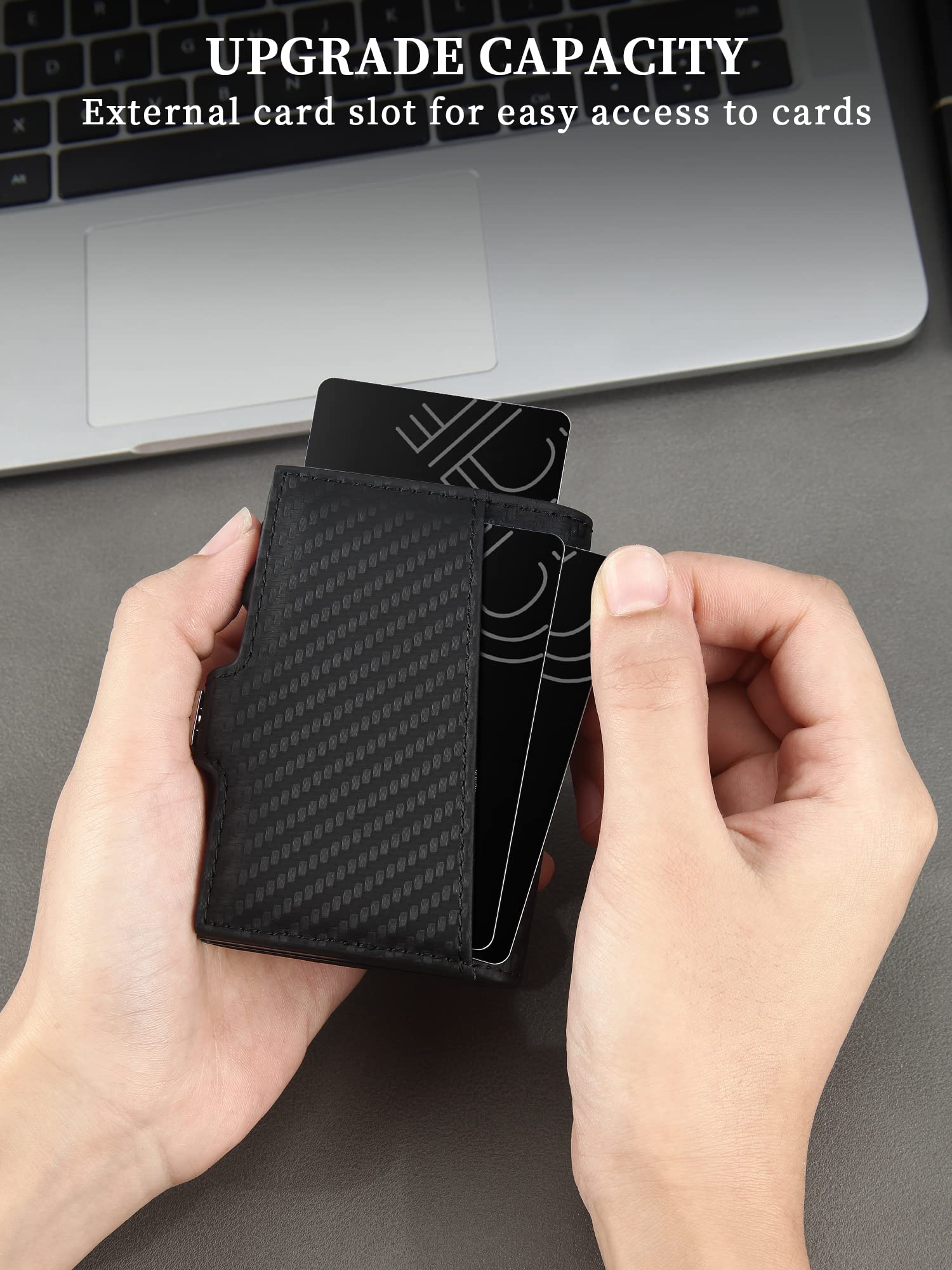 Minimalist Wallets for Men,Slim Wallets for Men,Pop Up Wallet,Credit Card Leather Minimalist Wallet,Minimalist Wallet for Business Men,Carbon Fiber Leather,Men's Wallets,RFID Blocking Protection