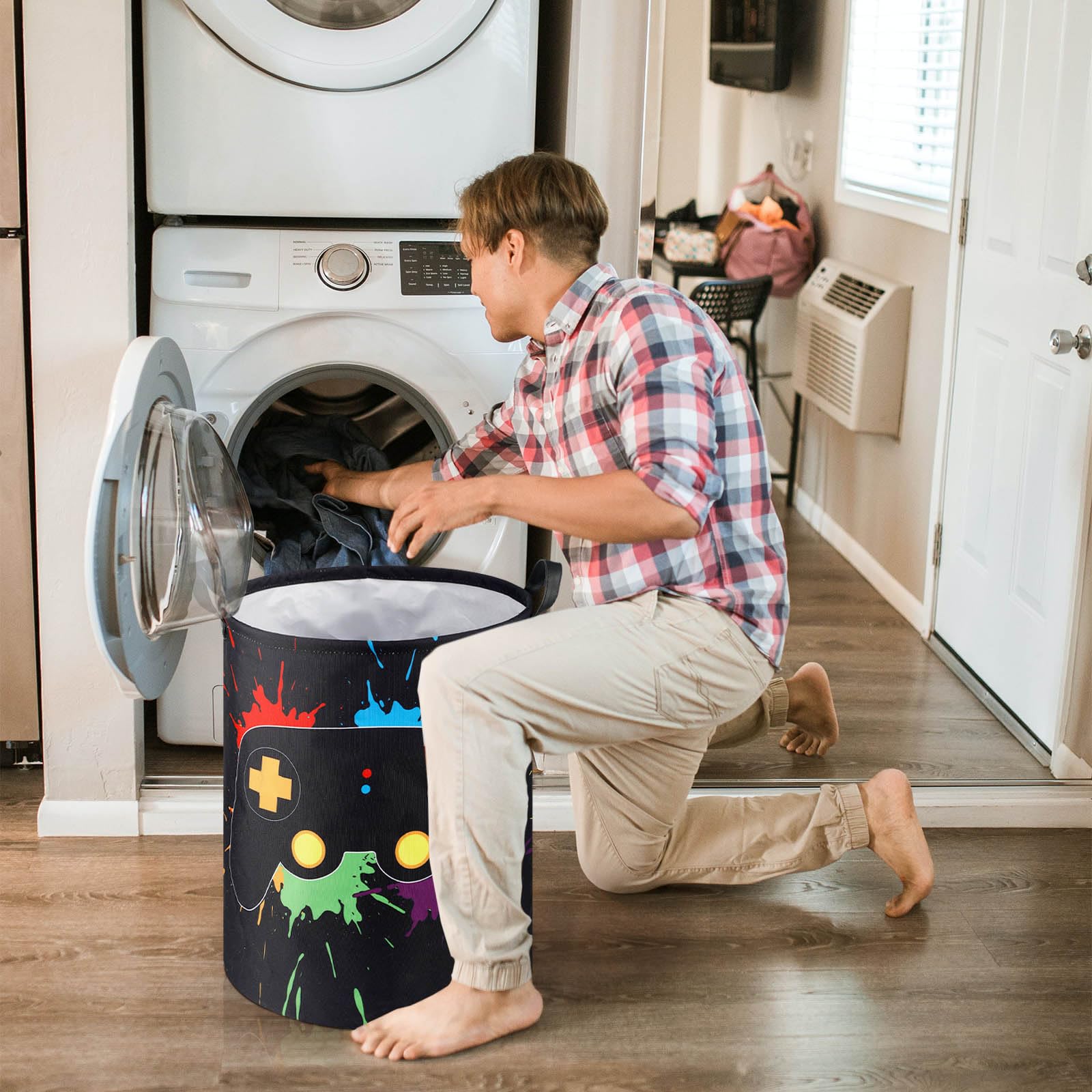 Zhehao 2 Pcs Gamer Laundry Basket Boys Hamper Kids Gaming Storage Basket Hamper Clothes Organizer Toy Storage Waterproof Laundry Hamper for Bedroom Bathroom Gamer Room Decor(Stylish)