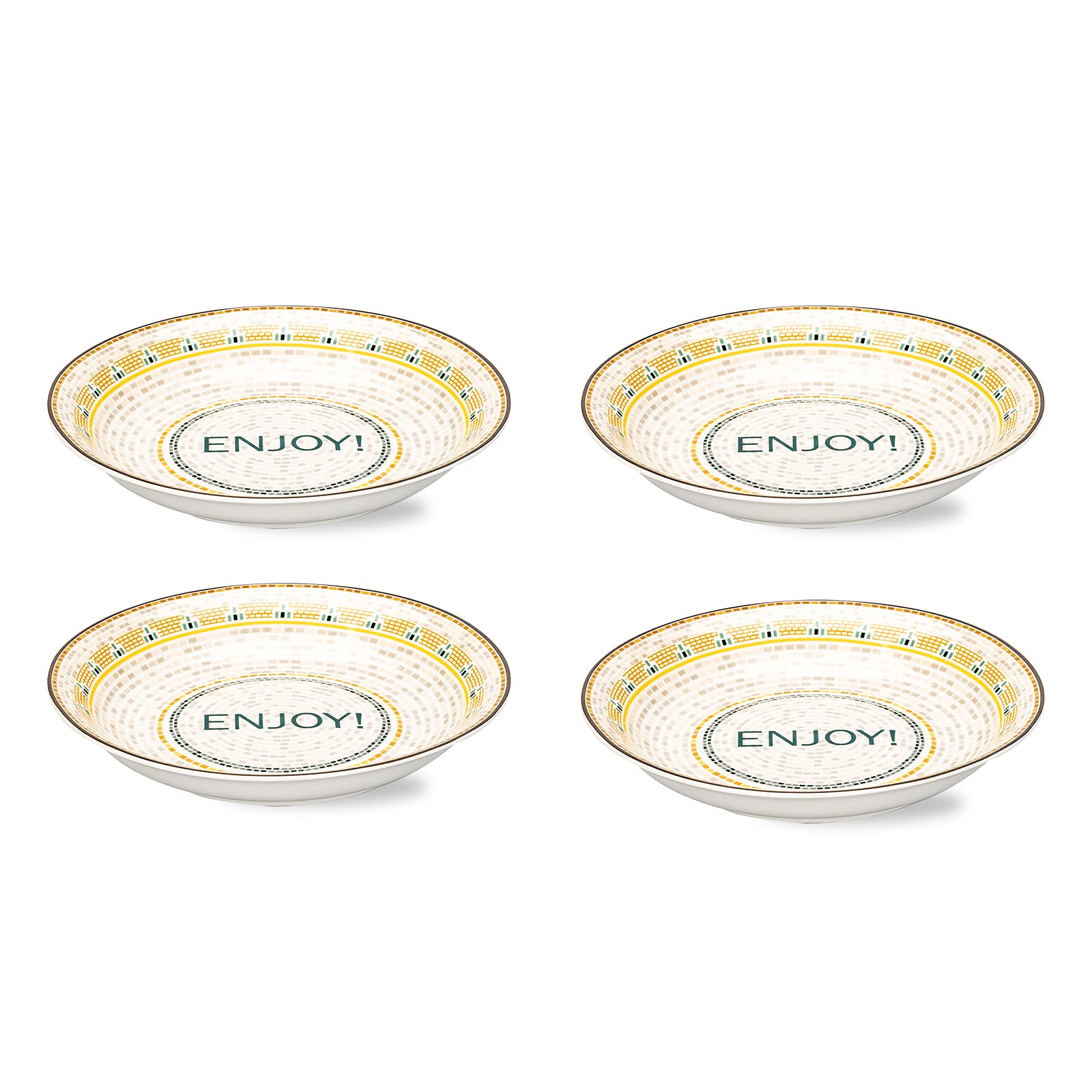 MDZF SWEET HOME 8-Inch Porcelain Bowls Set, Pasta Serving Dishes, Classical Style Tableware Deep Dessert Dishes - Set of 4