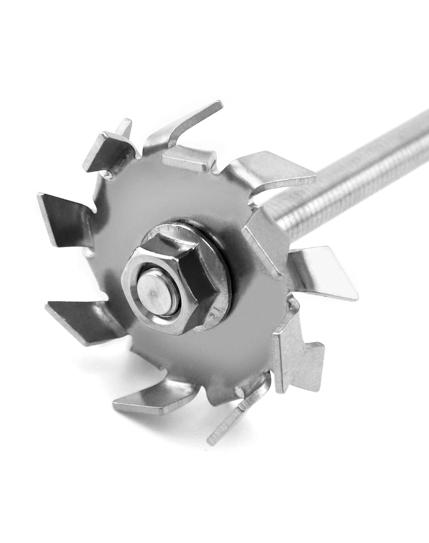 QWORK Dispersing Disc Dispersing Machine Blade Paddle Impeller, Stainless Steel Dispersion Impeller for Blender Overhead Stirrer Electric LAB Mixer, 8 x 300mm Rod, 50mm Disc