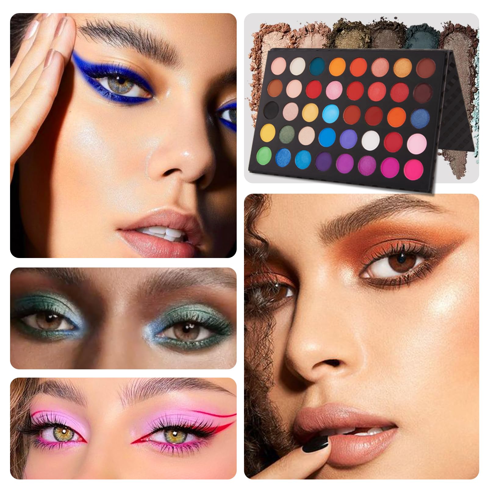 Rechoo 35 Colors Eye shadow Palette Eye Makeup, Neon Eyeshadow Palette Pallet Matte Colorful Shimmer Metallic Bright Color Pigmented Paleta Highlight Cosmetics
