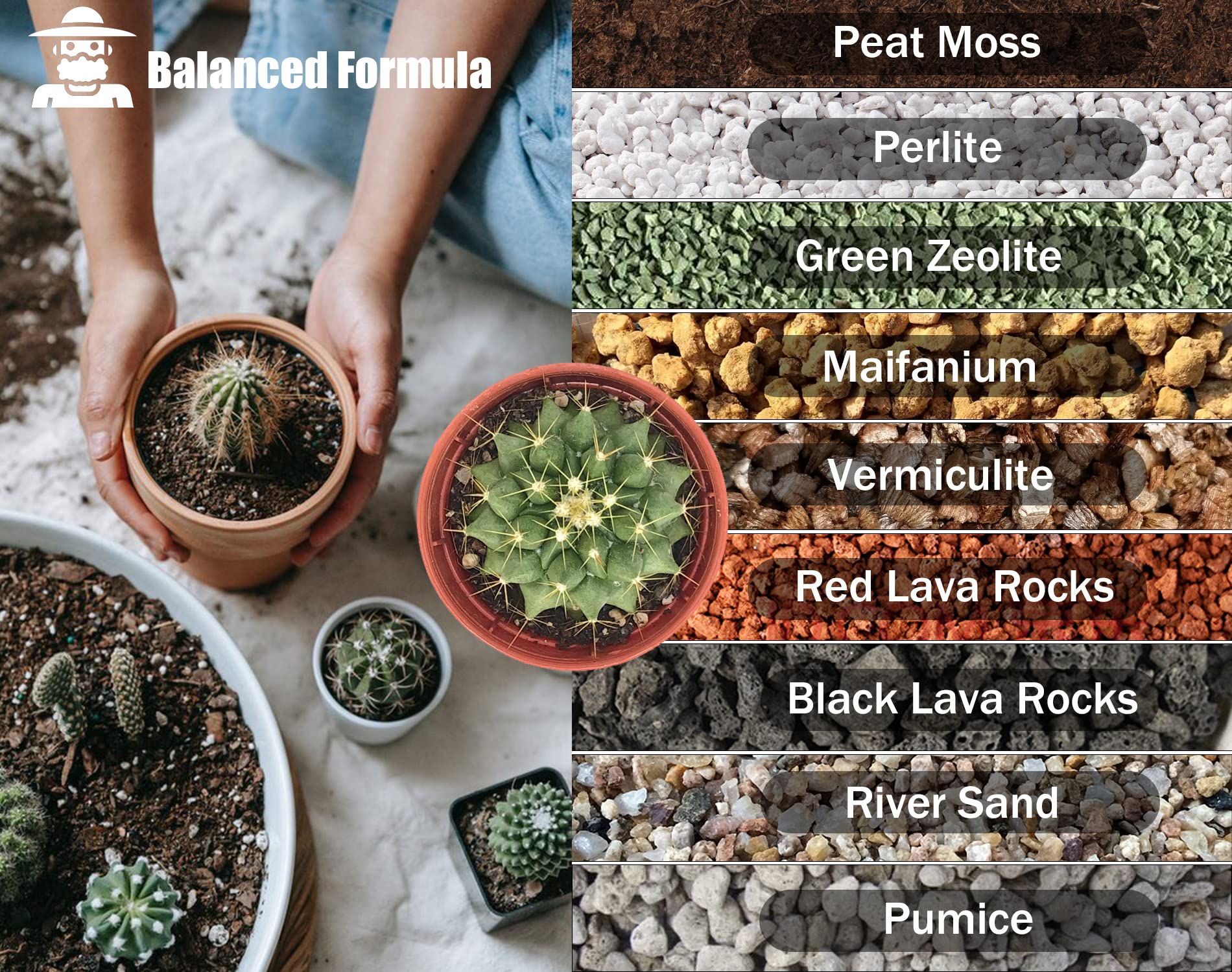 O-FarFarm Cactus Soil Potting Mix 1.1 LBS, Optimized PH Fast Draining with Added Nutrients, Perfect for Small Cactus Pots