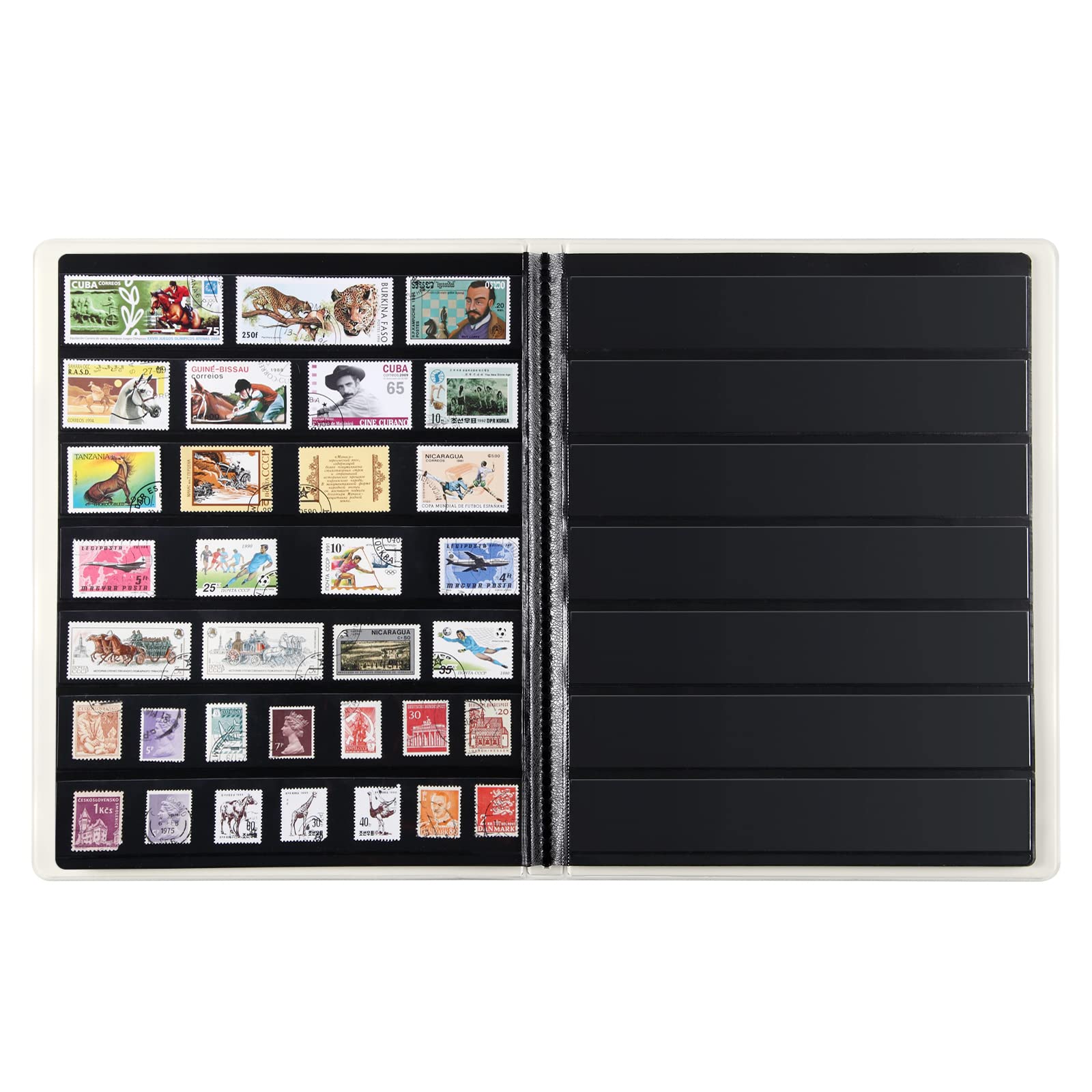 MUDOR Stamp Collecting Album, 7 Rows Pockets Stamp Book for Collectors, 10 Sheets Stamp Stockbook