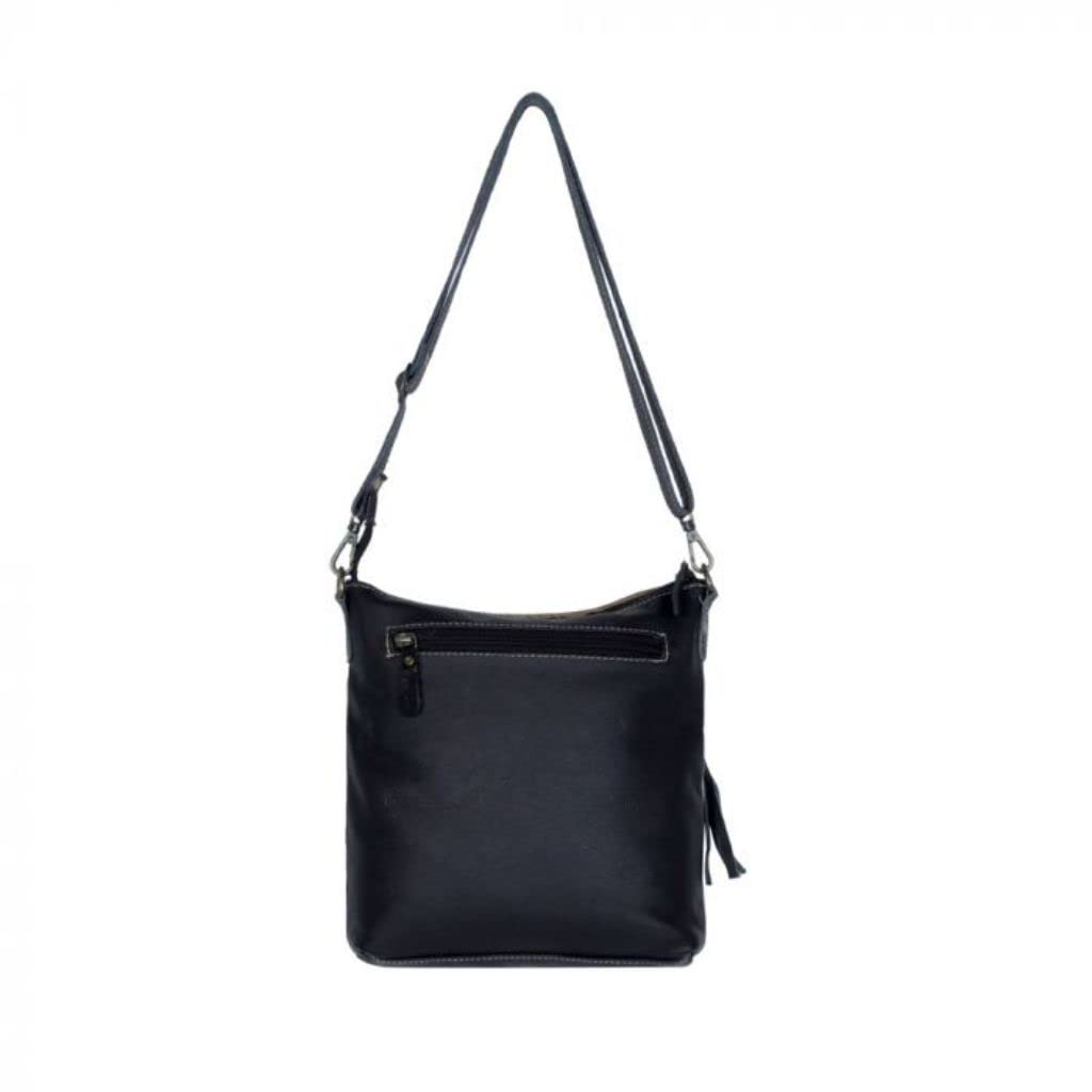 Myra Bag Dusky Black Leather & Hairon Bag S-3374