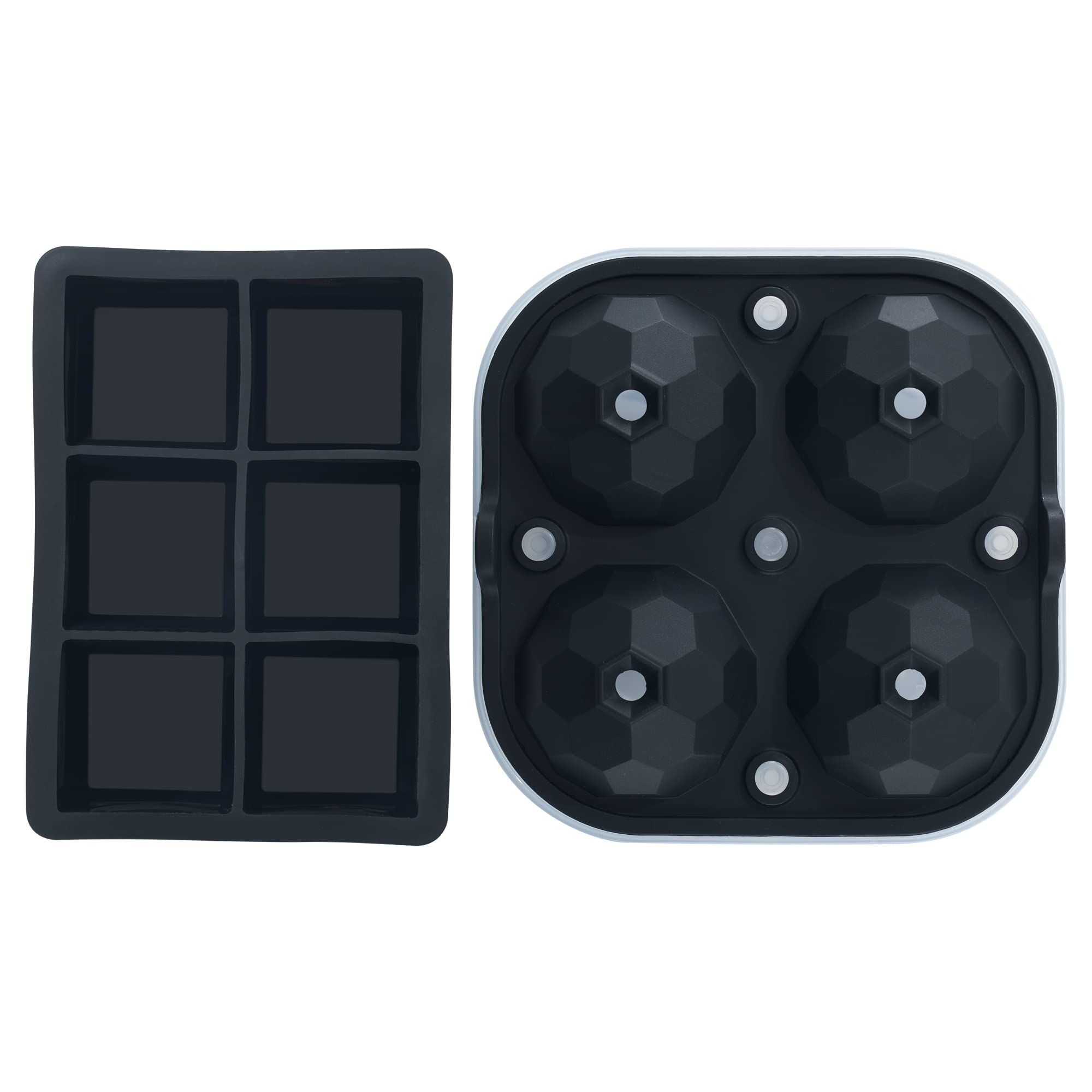 LUX Large Ice Molds for Cocktails – Geodesic Sphere and Square Ice Cubes for Whiskey or Bourbon - Large Ice Trays - Long-Lasting Ice Cubes - No Dilution Chilled Drinks