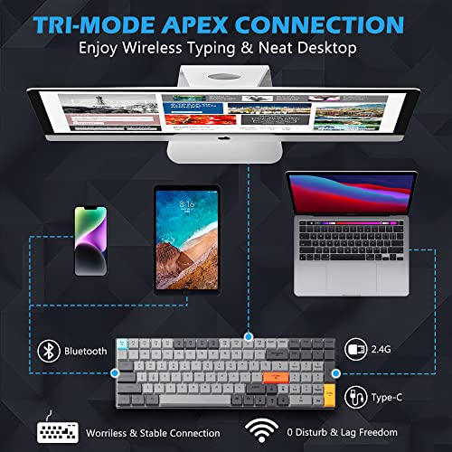 Odycle Low Profile Mechanical Keyboard, 99 Keys Triple-Mode 2.4G/USB-C/Bluetooth Wireless Mechanical Keyboard with RGB Backlit, Compatible with Windows and Mac OS Systems, Blue Switch,Black