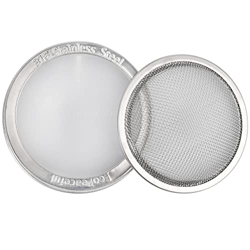 Mason Jar Sprouting Lids - 316 Surgical Stainless Steel Sprouting Lids for Wide Mouth Mason Jars- Rust-Proof, BPA-free - Curved Mesh Lids for Canning Jars (Wide Mouth)