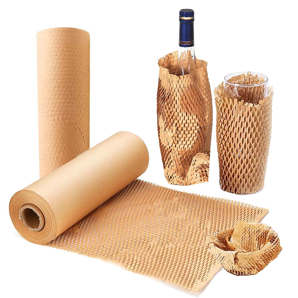Honeycomb Cushioning Wrap Paper,Eco-Friendly Black Perforated Packing Roll 15" X 98' Biodegradable & Fully Recyclable for Packing & Moving Void Fill Paper (Black, 15" X 98')