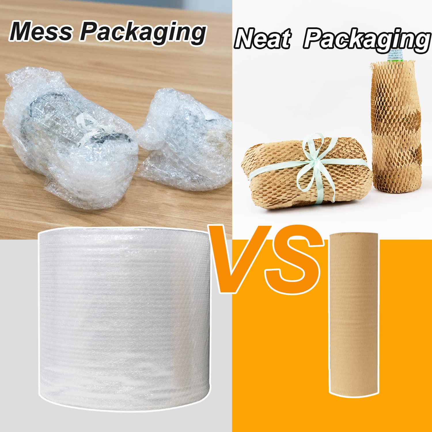 Honeycomb Packing Paper for Moving Dishes and Glassware 15"x98' Eco Friendly Packaging Bubble Cushion Wrap Roll Bulk Shipping Supplies for Packages Box Void Filler