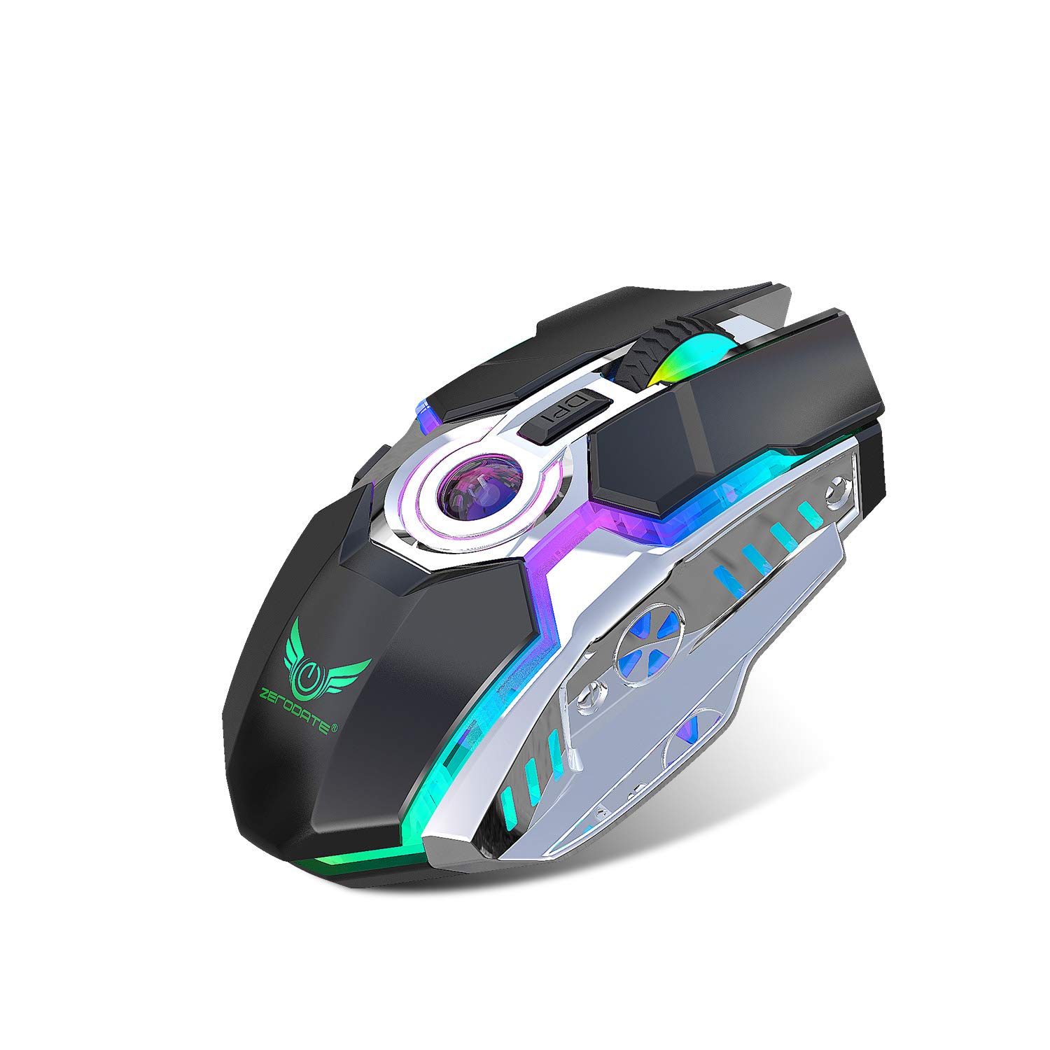 HXMJ- Rechargeable Wireless Gaming Mice with USB Receiver and Decompress Crystal Ball-Black