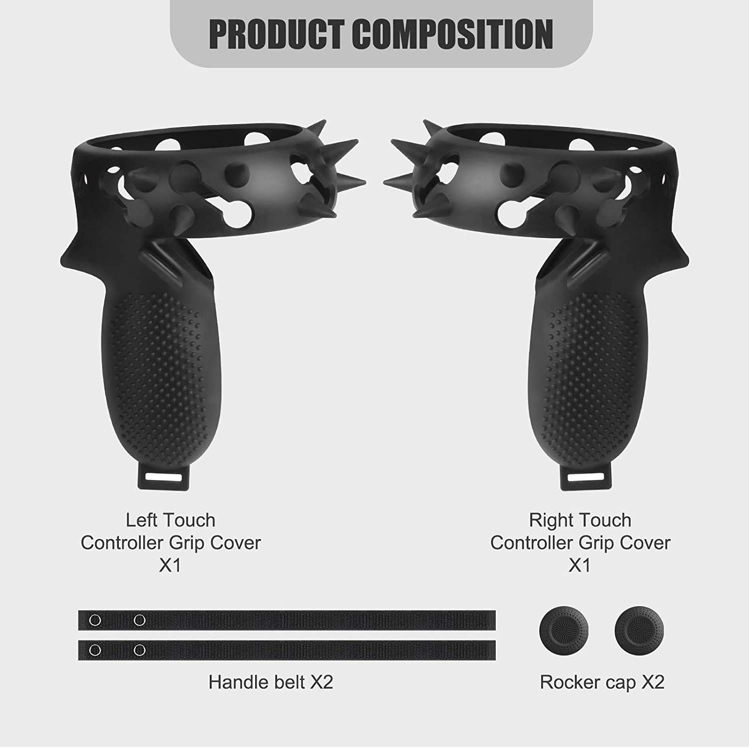 Liphontcta Touch Controller Grips Cover Skin for Oculus Quest 2, Accessories with VR Silicone Face Mask Pad, Adjustable Knuckle Straps, Lens Protective Cover, Accessories Set for Oculus Quest2