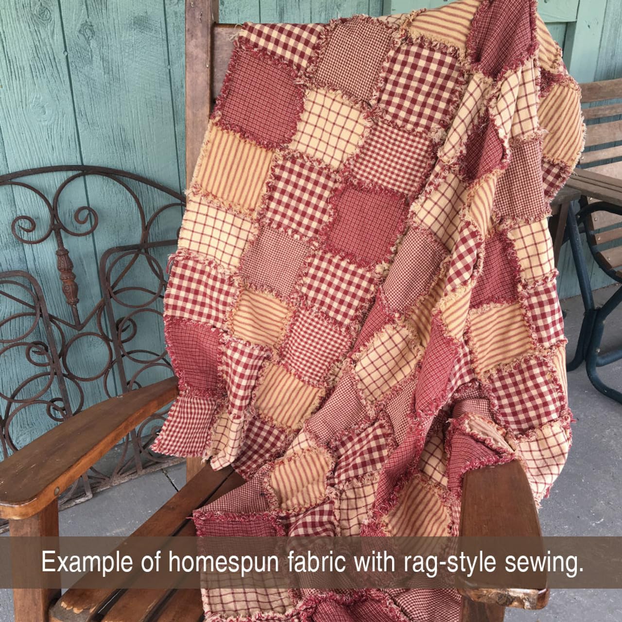 Primitive Red 4 Plaid Cotton Homespun Fabric by JCS - Sold by The Yard