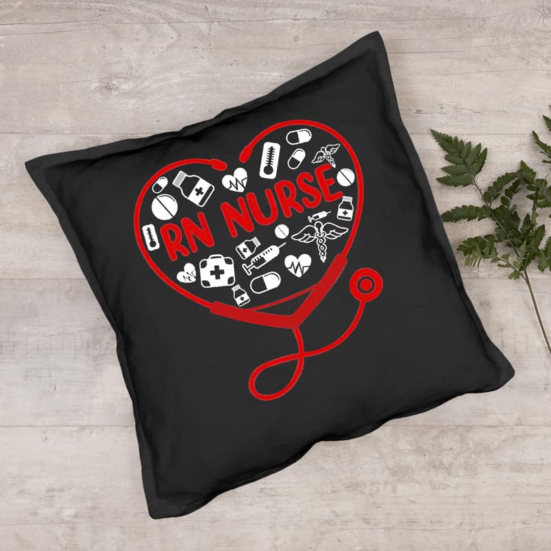 Registred Nurse Shirt for Women Stethoscope Rn Nurse Pillow 16x16,18x18,20x20