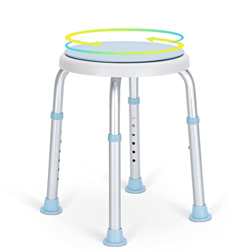 OasisSpace 360 Degree Rotating Shower Chair, Tool Free Adjustable Shower Stool Tub Chair and Bathtub Seat Bench with Anti-Slip Rubber Tips for Safety and Stability