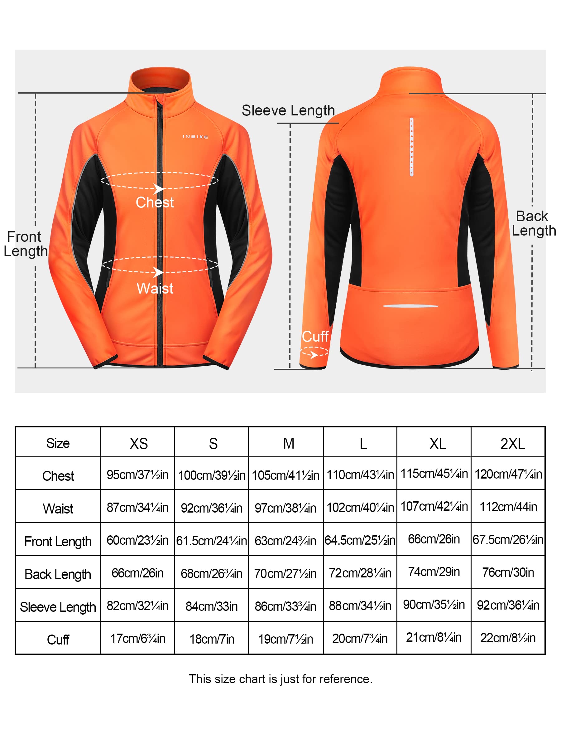 INBIKE Women's Cycling Jacket Biking Running Windbreaker Thermal Fleece Lined Reflective Coat for Cold Weather Winter Orange Medium