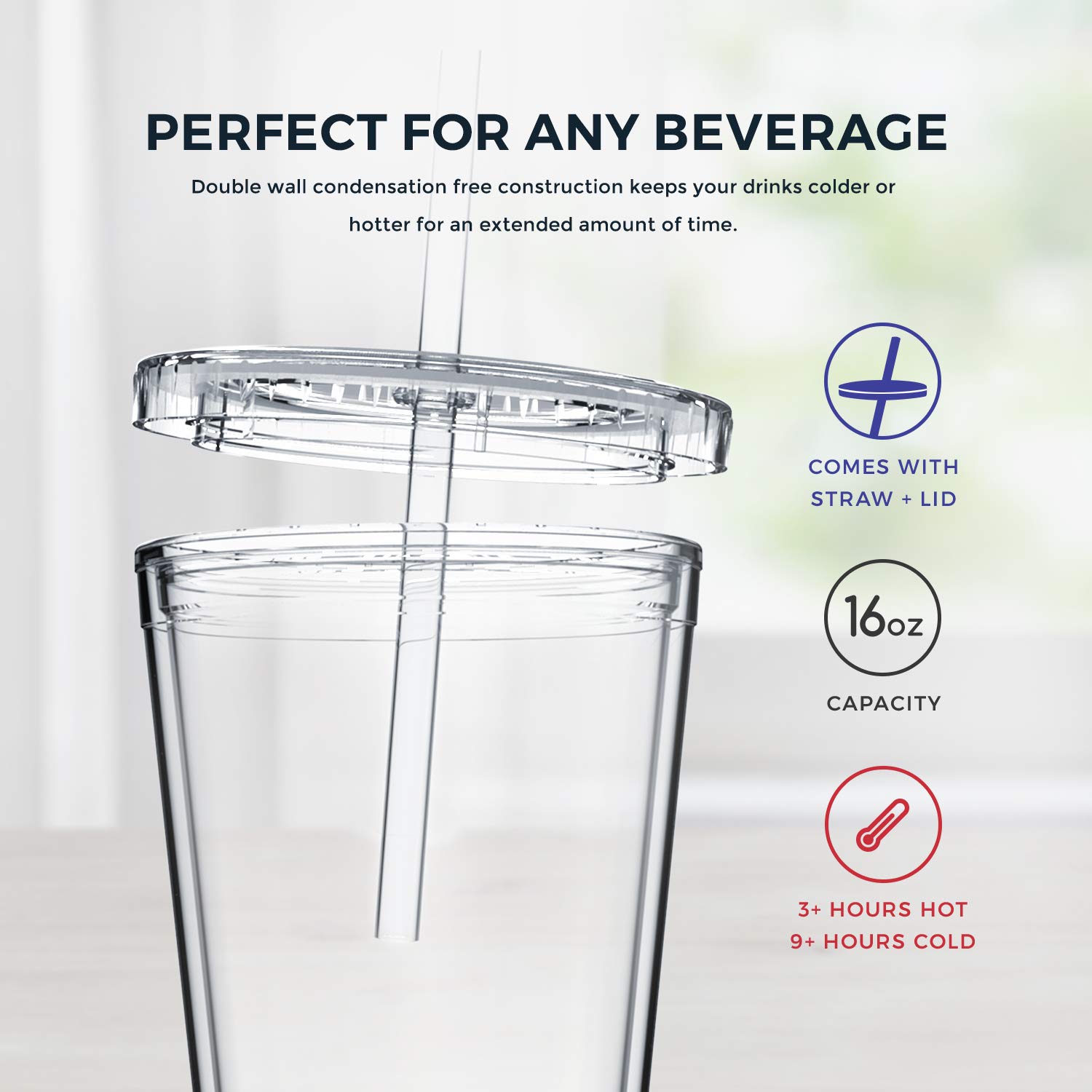 Maars Classic Insulated Tumblers 16 oz. | Double Wall Acrylic | 12 pack