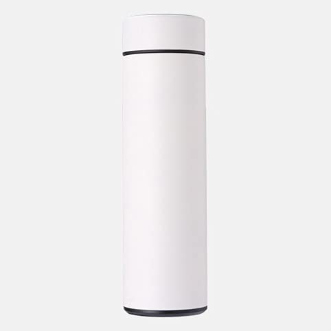 MMSA Insulated Tumbler Bottle with LED Temperature Display in Fahrenheit (White)