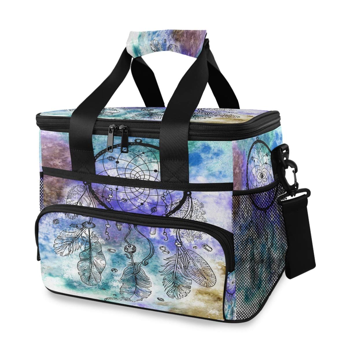 MNSRUU Cooler Bag Dreamcatcher On The Watercolor Cooler Bag Insulated Lunch Totes Picnic Bag Leakproof Beach Cooler Lunch Box Container