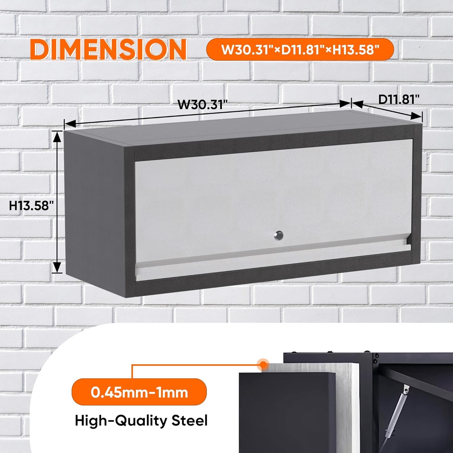 JAORD Metal Storage Cabinet, Mobile Garage Chest with Wheel and 2 Locking Door, Rolling Tool Storage Cabinet for Home Office