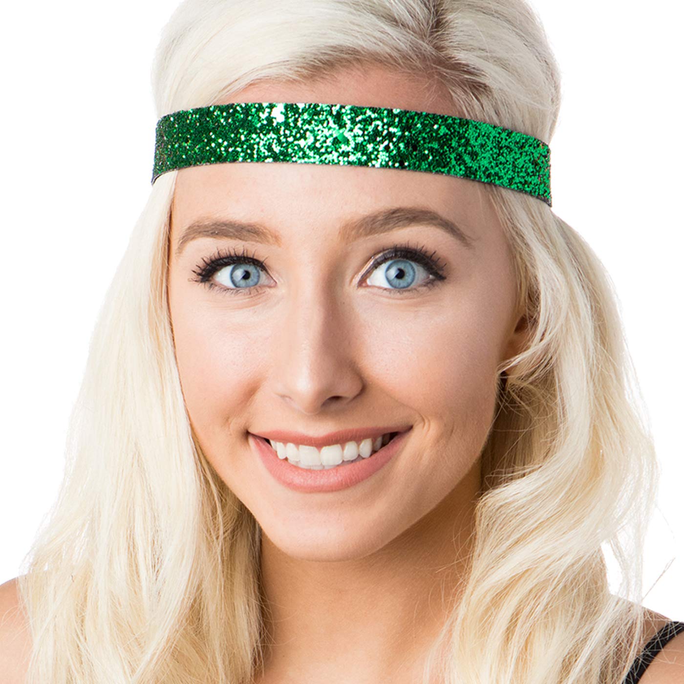 Hipsy Irish Green Headband St Patricks Day Accessories Clover Headband Gift Packs (Green Clover & Wide Glitter 2pk)