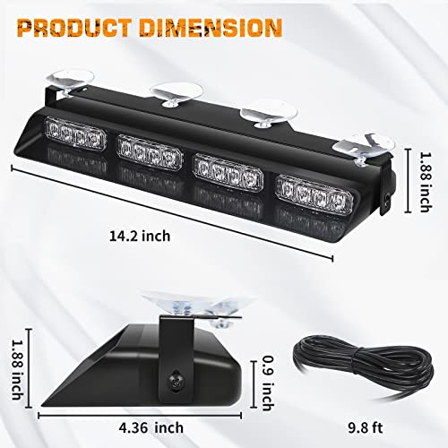 XRIDONSEN Amber Green Emergency Dash Strobe Lights Safety Flashing Warning Hazard Interior Front/Rear Windshield Deck Split Light Bar w/Digital Display Controller for Construction Vehicles Trucks