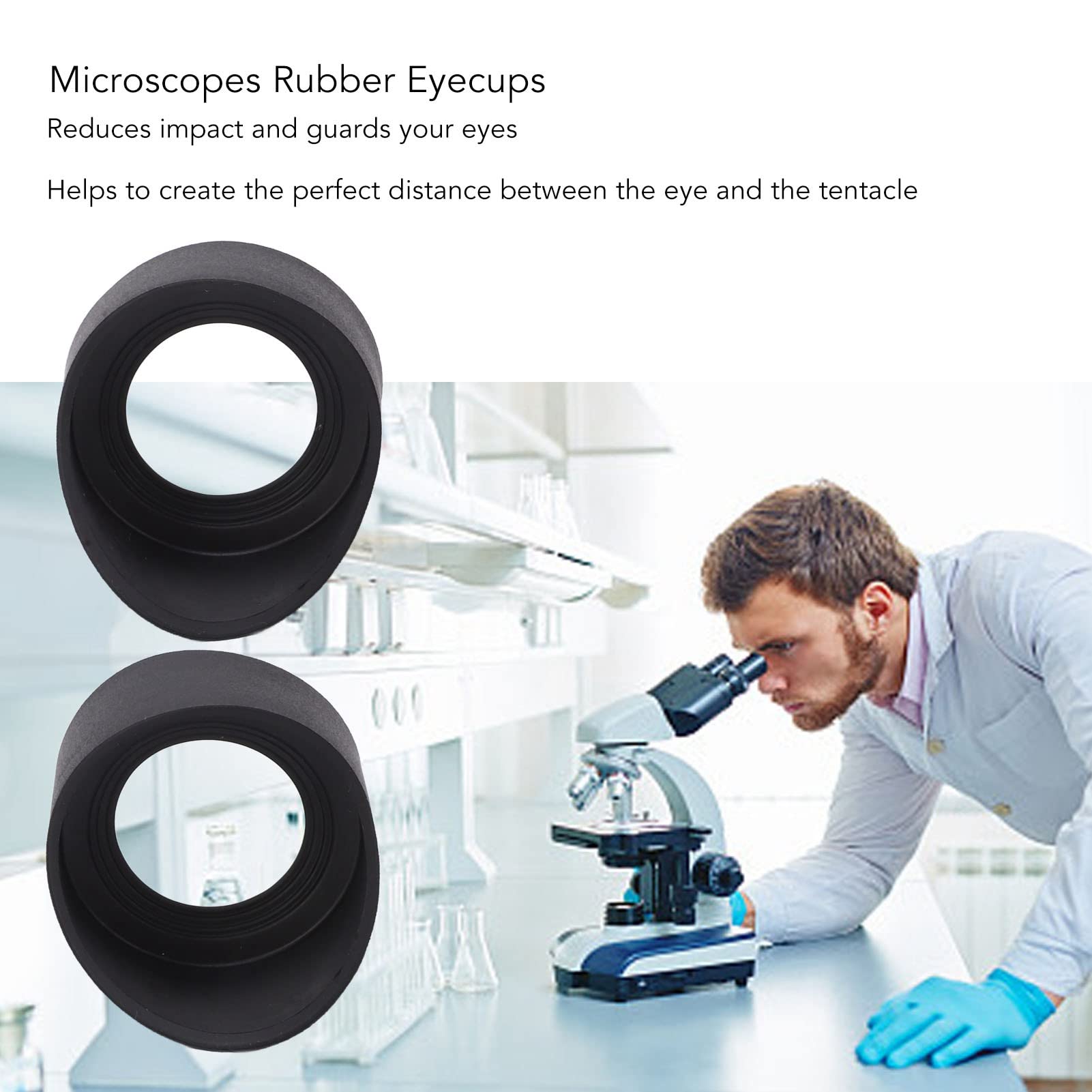 PUSOKEI 2pcs Microscope Eyepiece Eyeshields,Professional Collapsible Eyepiece Eyecups,Eye Guards Eyepiece Cover Stereo Microscope Accessory
