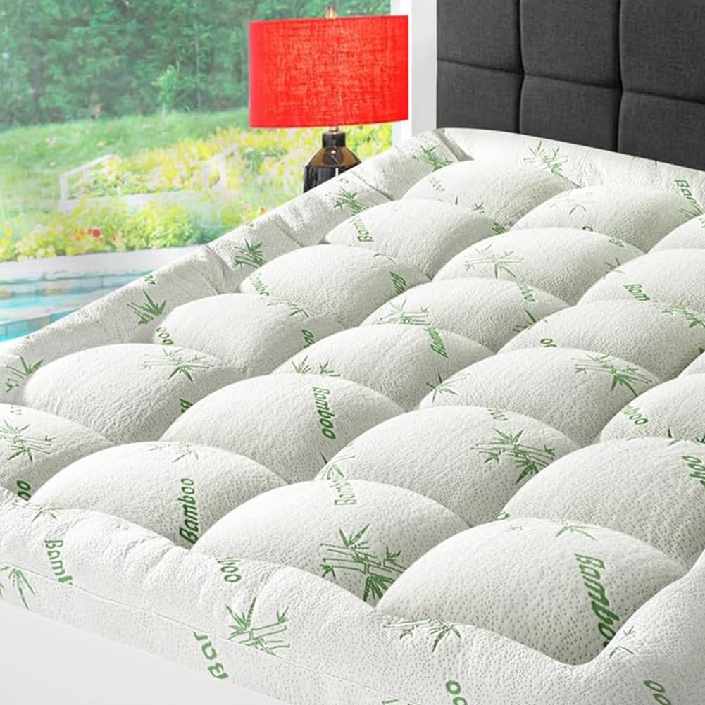 Shilucheng Cooling King Mattress Topper, Extra Thick Down Alternative Fill Washable, Soft Mattress pad for Back Pain with 8-21" Deep Pocket(Green,78"x80")