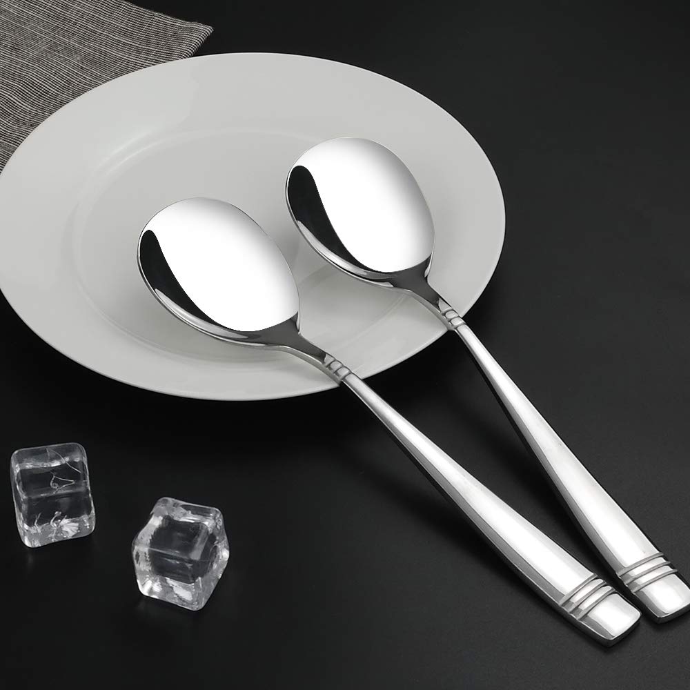 Obston Stainless Steel Buffet Serving Spoons, 9.65 Inch Dinner Buffet Spoons, Set of 6