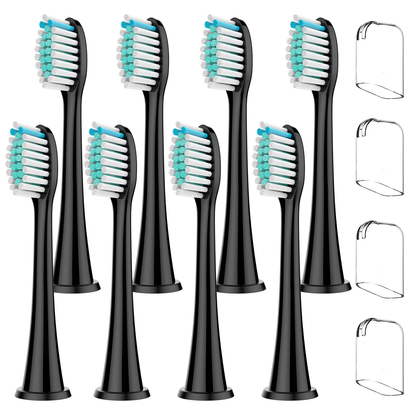 Replacement Toothbrush Heads Compatible with Philips Sonicare, 8 Brush Heads (3rd Gen, 2023 Release) (Black)