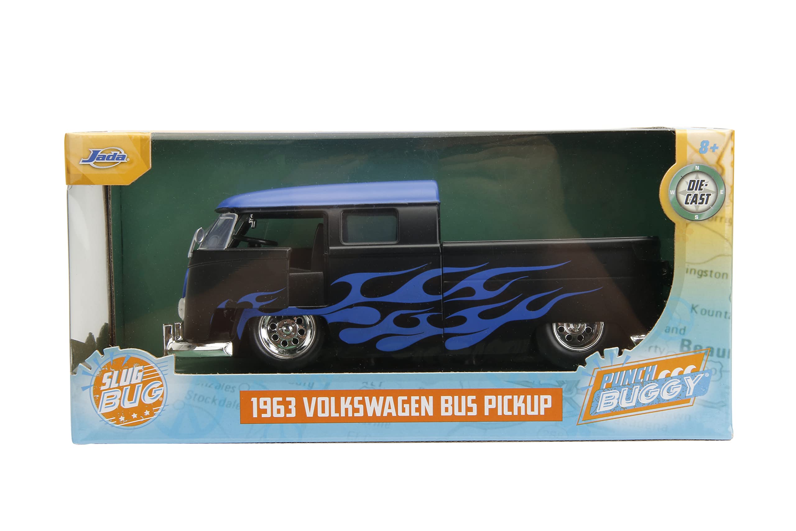 Punch Buggy Slug Bug 1:24 1963 Volkswagen Bus Pickup Die-Cast Car, Toys for Kids and Adults