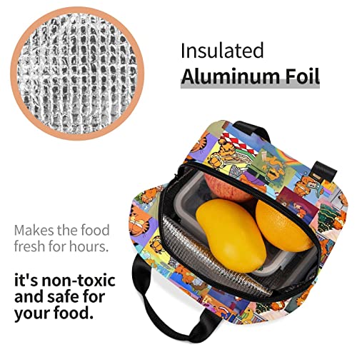 lxiygzu Garfield Overload Lunch Bag Reusable Insulated Cooler Lunch Box Cute Leakproof Thermal Lunch Tote Bag For Work Picnic Beach Office