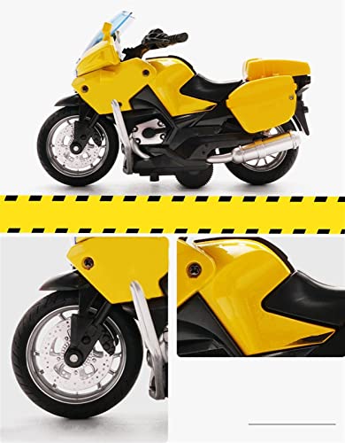 NASJAQ Model kit Simulation Toy Motorcycle Alloy Model Toy Car with Lights Children's Toys (Color : White)