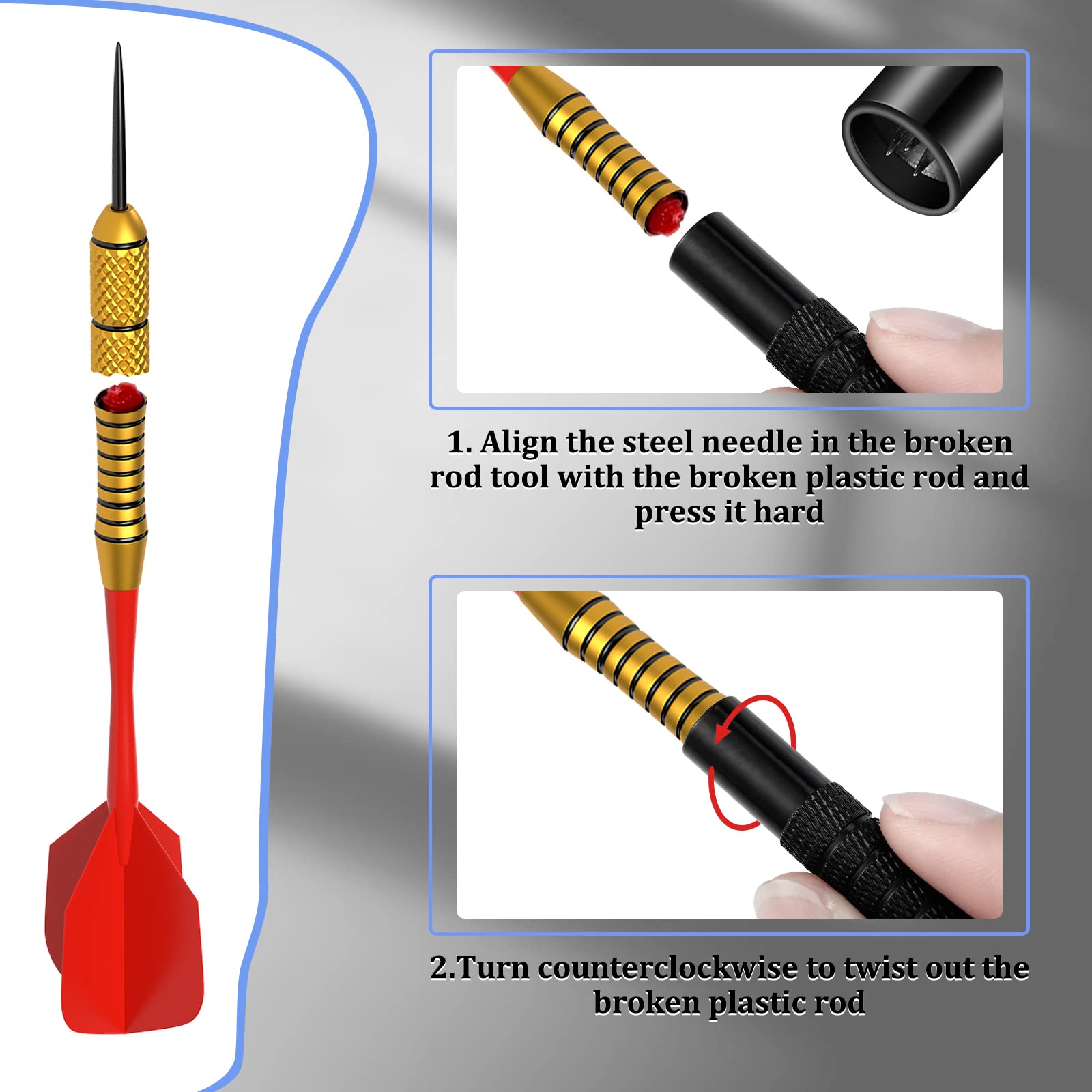 HyDren Dart Point Tool 2 Pieces Shaft and Dart Tool Soft Tip Dart Repointing Tool Plastic Broken Dart Punch Tool Electronic Dartboards Dart Tip Removal Tool