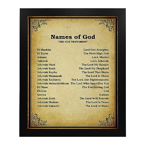 Names Of God - Christian Wall Art Decor, Inspirational Bible Verse Wall Art Print For Home Decor, Office Decor, Church Decor, Living Room & Bedroom Decor, Unframed Scripture Wall Print - 8x10”