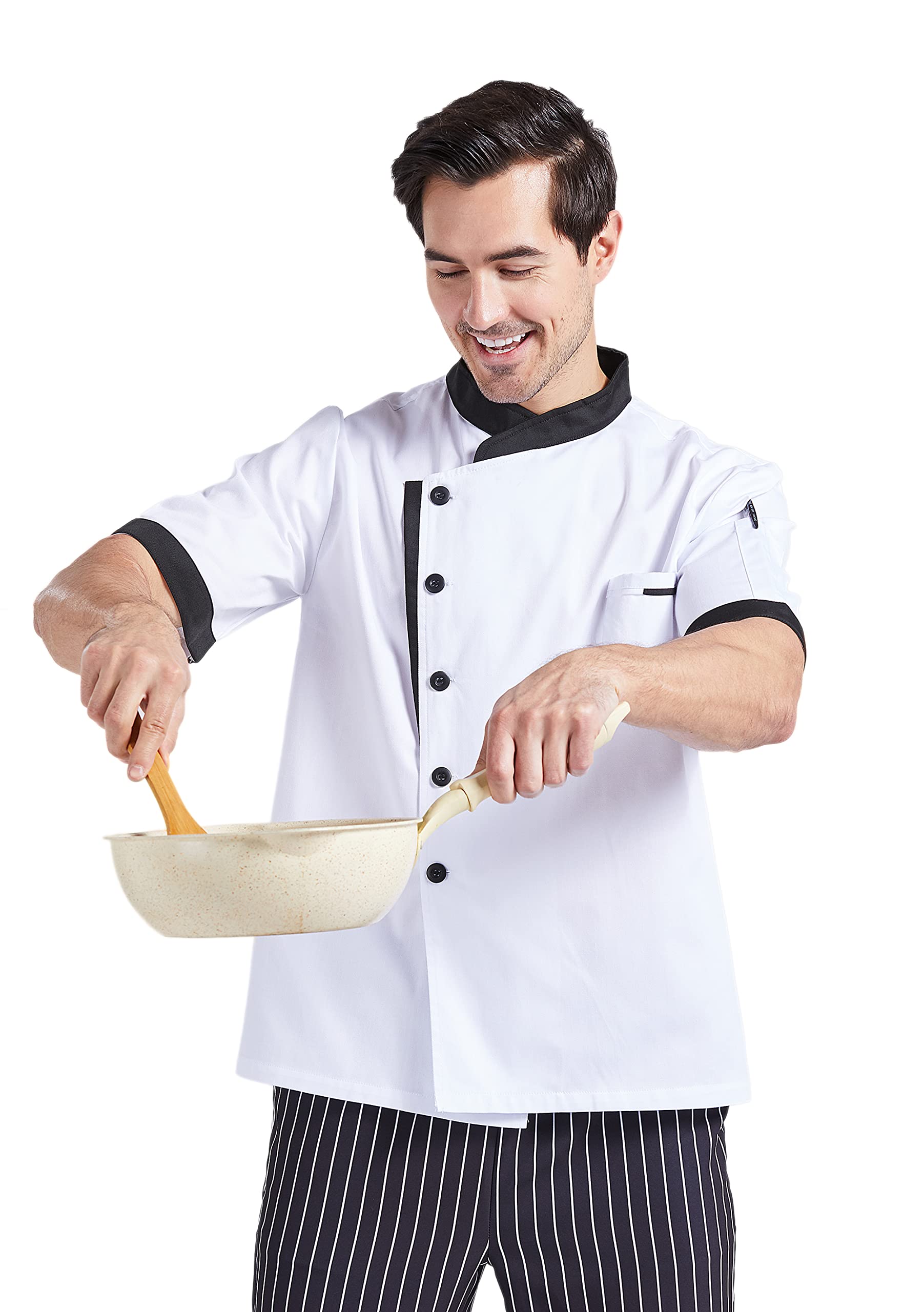 Nanxson Unisex Chef Jacket Men's Chef Coat Restaurant Kitchen Chef Uniform CFM0016 (White Shortsleeve, M)