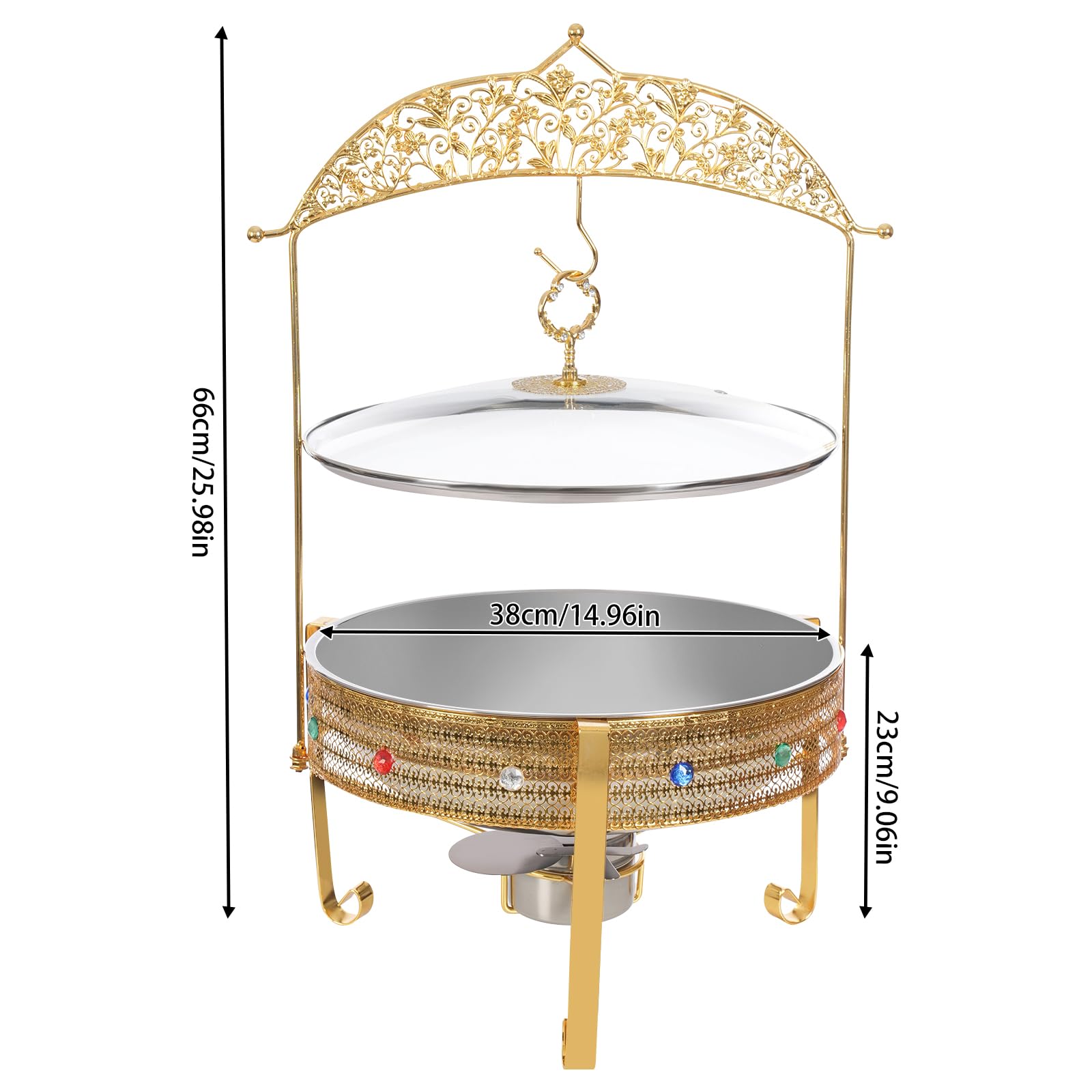 Round Chafing Dish Buffet Set, 7.3 QT Buffet Stove, Stainless Steel Chafer Buffet Servers and Warmers Set for Party Event Wedding Camping Dinner