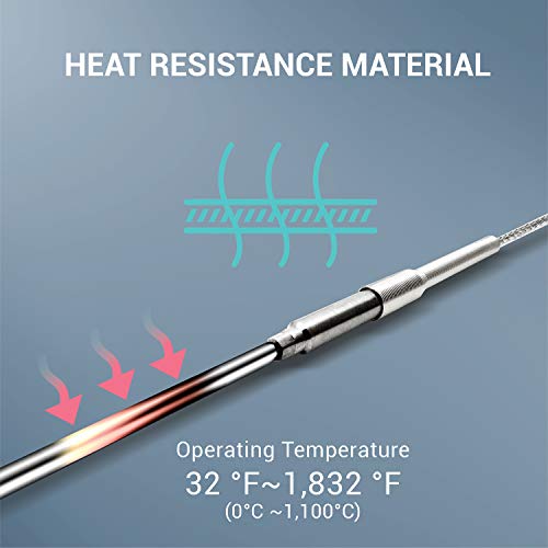 PerfectPrime TL1913SL K-Type Inconel 600 Flexible Thermocouple Temperature Sensor Probes -40~2012°F, 1mm / 150mm