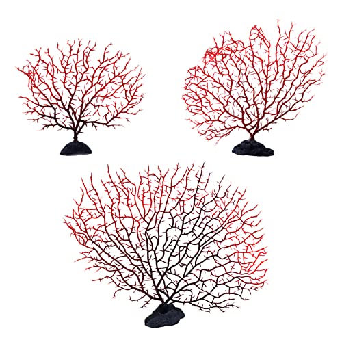 WDONAY Aquarium Coral Set Decoration, Simulation Coral Tree Decoration Resin Coral Tree (3 Models-S M L) Red 1 Pcs Each