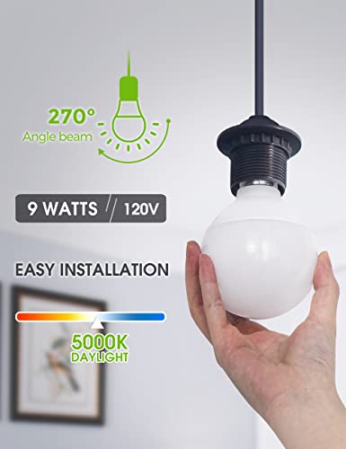 LOHAS G25 LED Globe Light Bulbs, 9W(100W Equivalent) Vanity Light Bulbs for Bathroom, 5000K Daylight White Bright Mirror Lights, E26 Base, 850LM Perfect for Makeup Dressing Table, Non-Dimmable, 4 Pack
