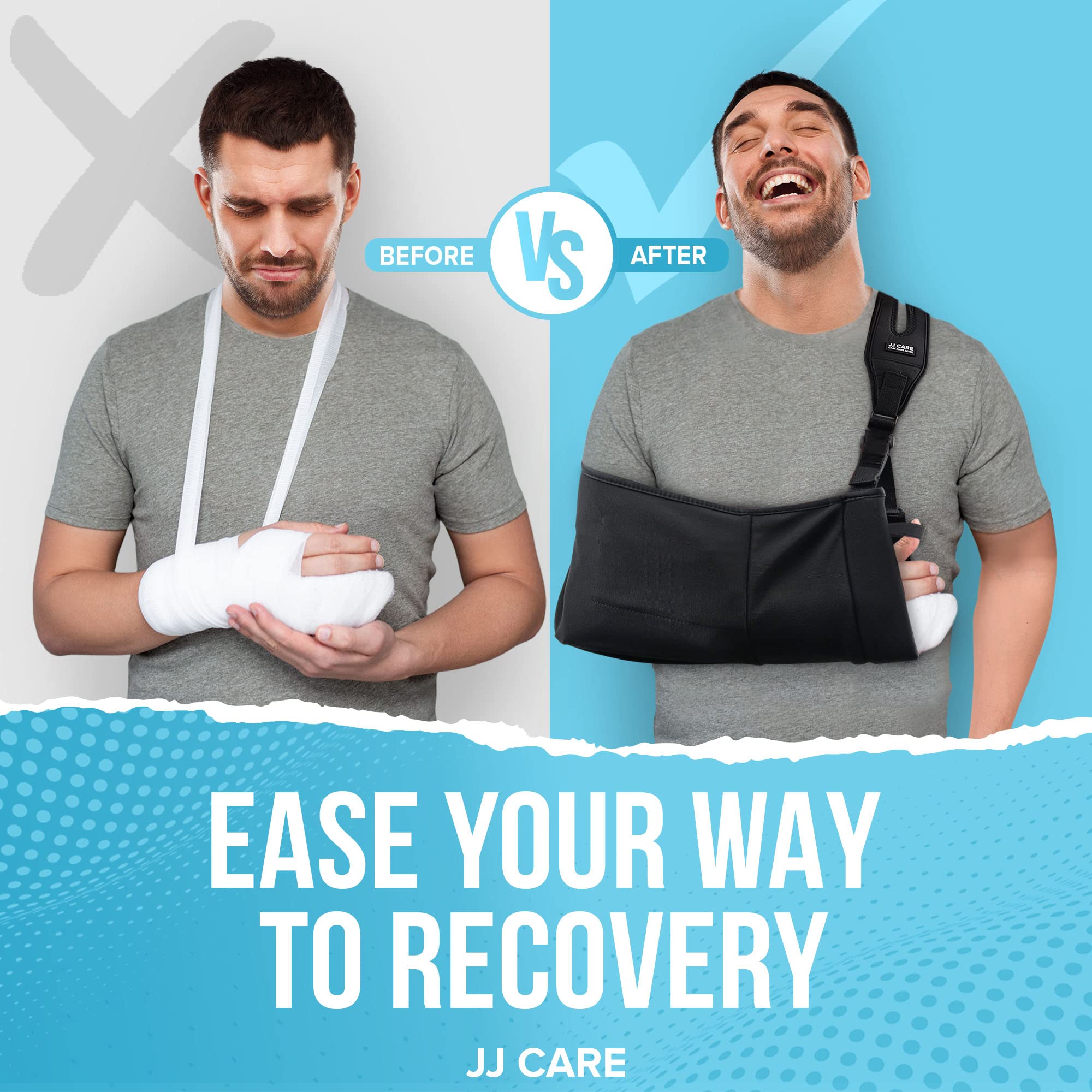 JJ CARE Arm Sling - Left or Right Arm Sling for Elbow, Shoulder Injury w/Quick Release Buckle - Shoulder Immobilizer with Elastic Bandage Wrap, Medical Shoulder Sling For Torn Rotator Cuff