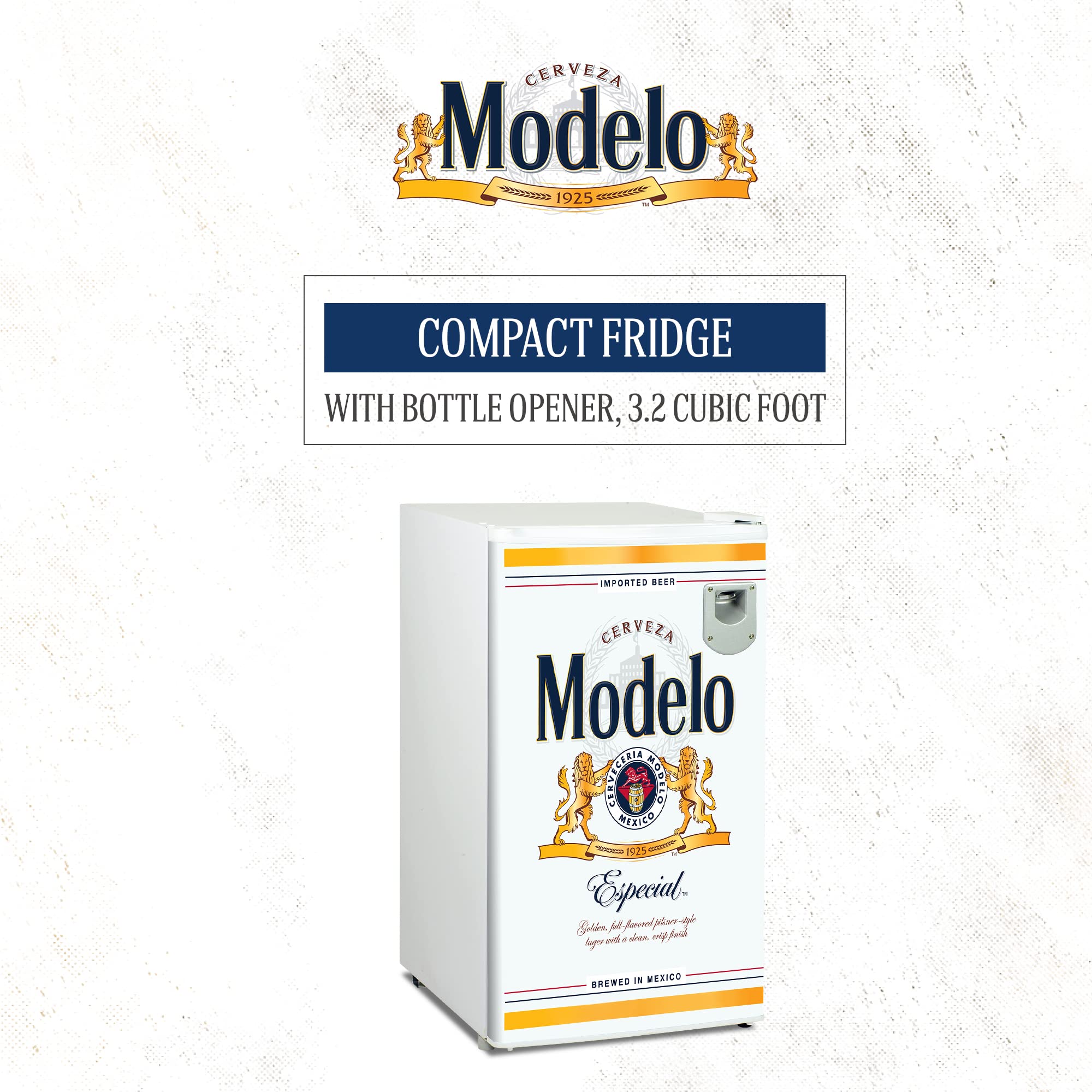 Modelo 3.2 cu ft (90L) refrigerator Compact Fridge with Bottle Opener White Space Saving Flat Back Design Reversible Door Adjustable Temperature Control Tempered Glass Shelves Office home bar Room RV