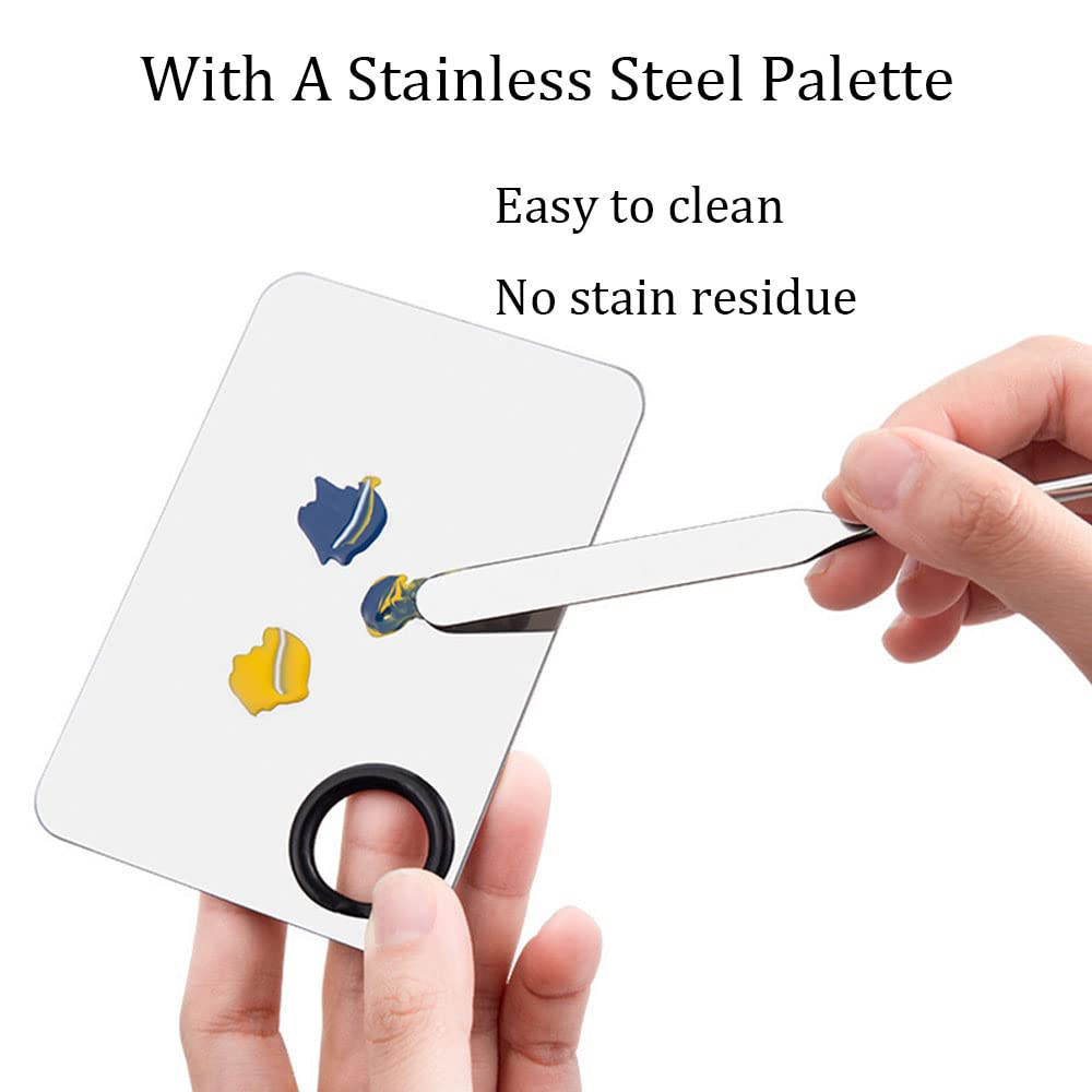 Picasso Spatula Makeup Korean, Stainless Steel Makeup Spatula and Palette Set, Professional Makeup Tool, Korean Picasso Makeup Spatula(Spatula+Palette+Leather Cover)