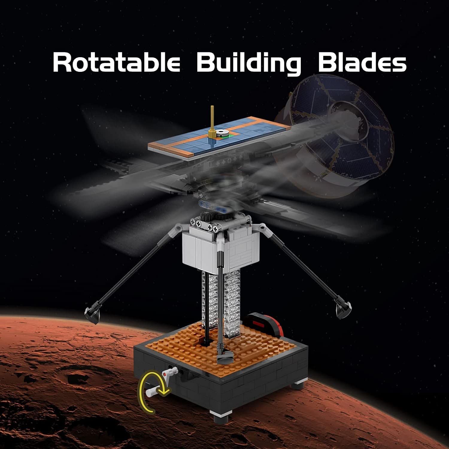 NA-SA Mars Helicopter Ingenuity Building Block Sets,Mars Exploration Building Bricks Model,Outer Space Toys for Mars Perseverance Rover, Halloween for Kids Adults (735 Pieces)