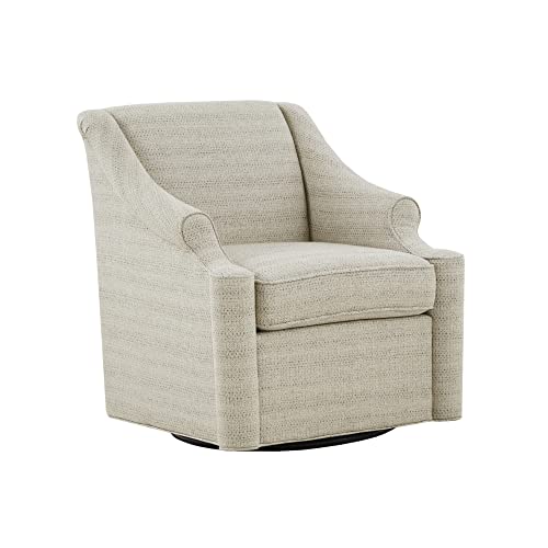 Madison Park Swivel Glider Chair for Living Room, High Back Bedroom Lounge Foam Seat Cushion Upholstered, Nursery Furniture, Metal Base, Fully Assembled, 29.5" W x 30.25" D x 34.5" H, Tan