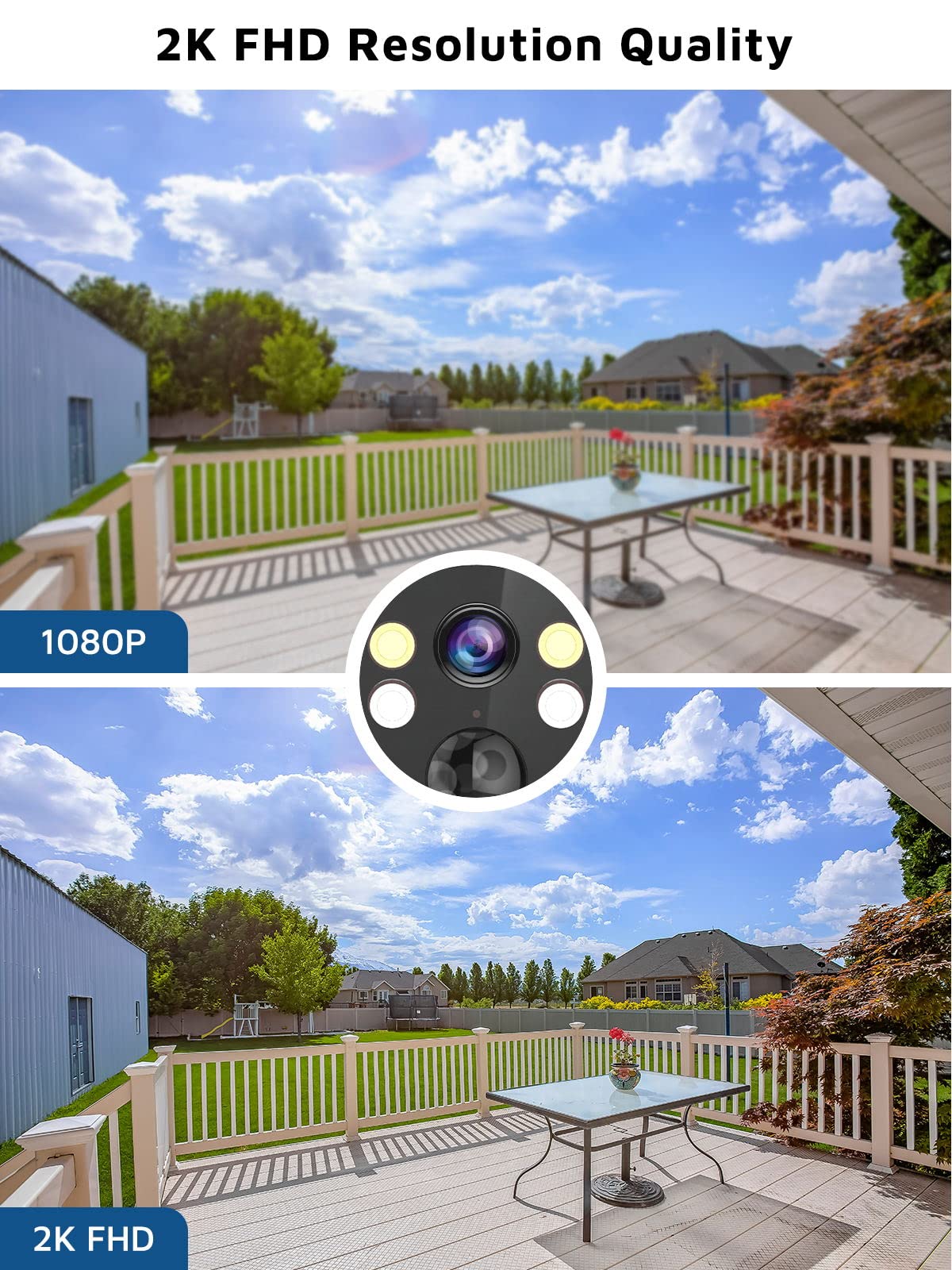 Reobiux Security Cameras Wireless Outdoor, Solar Camera 2.4Ghz WiFi Security Camera with PIR Detection & Siren, Solar Battery Powered, 2-Way Audio,Night Vision, IP66 Wireless Outdoor Camera