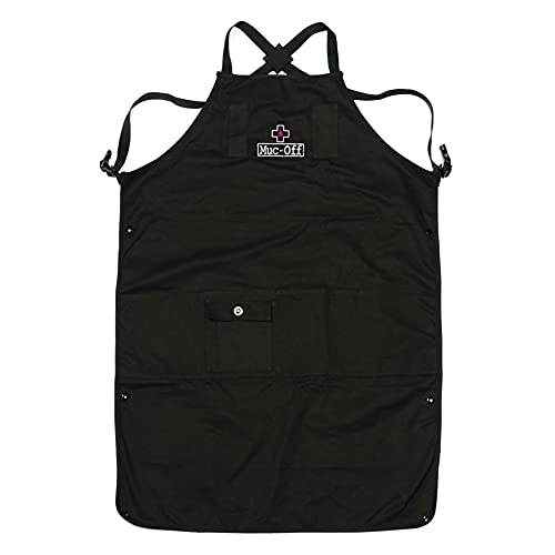 Muc-Off Workshop Apron - Unisex, Adjustable Length Black Apron with Front Pocket - Perfect for Protecting Clothes During Bike Cleaning and Maintenance, one Size