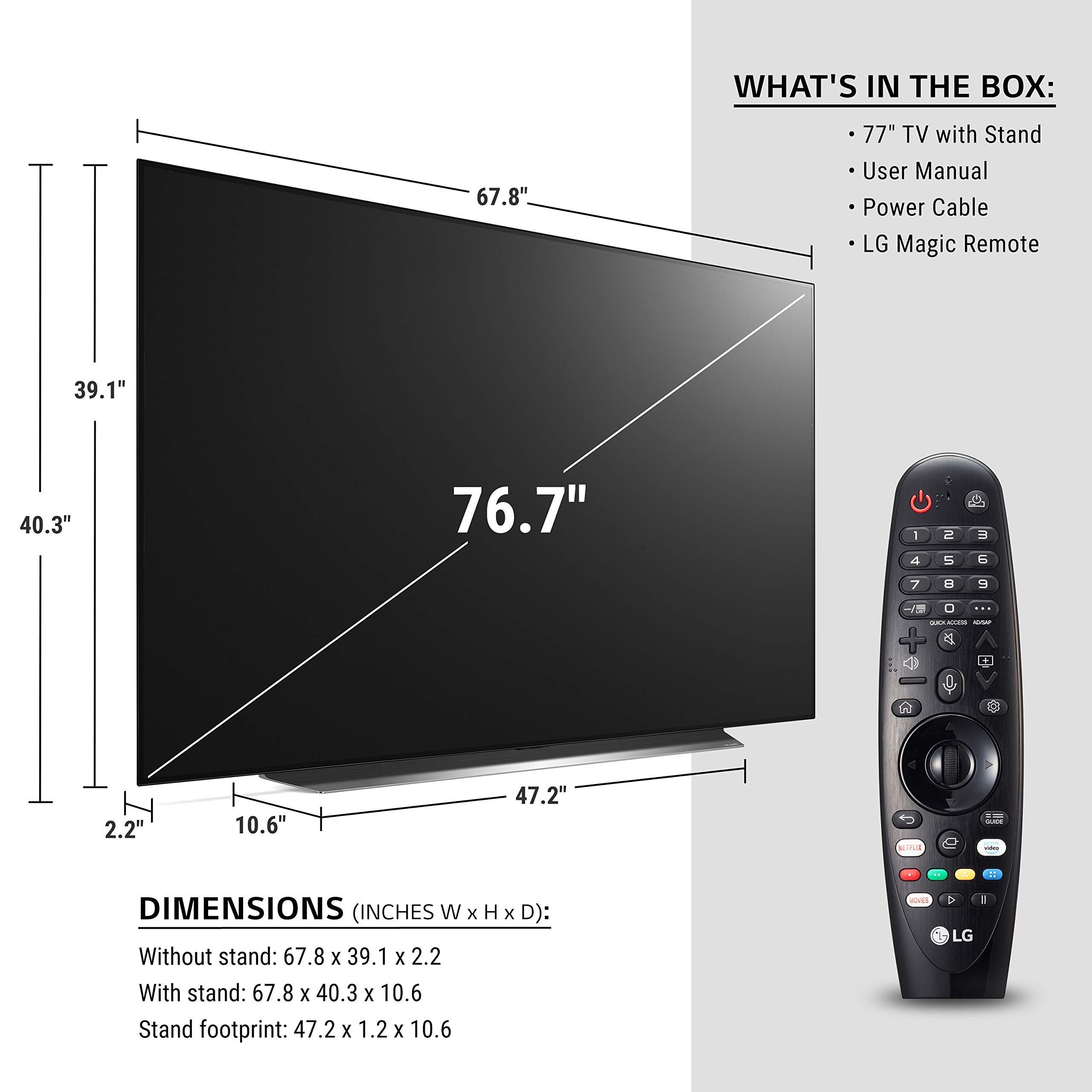 LG OLED77CXPUA Alexa Built-in CX 77" 4K Smart OLED TV (2020) (Renewed)