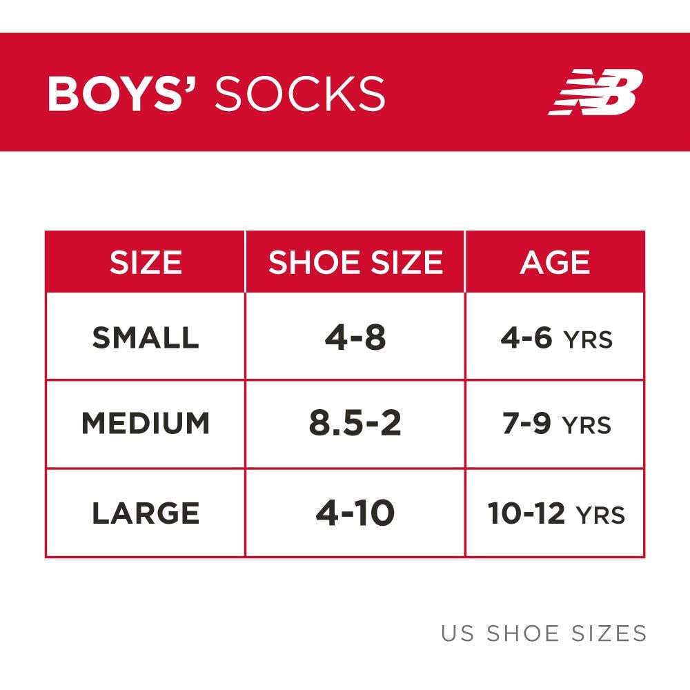 New Balance Boys' Low Cut Socks - 16 Pack Cushioned Athletic Low Cut Ankle Socks for Boys - Breathable Boy's Sports Socks, Size Large, Black