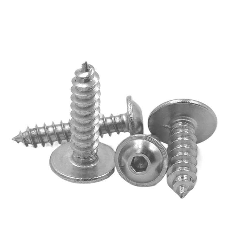 Hexagon Socket Screws 10pcs 304 Stainless Steel Pan Head Hexagon Socket Pad Self-Tapping Screws with Round Head Hexagon Socket Pad (Size : M5*12)