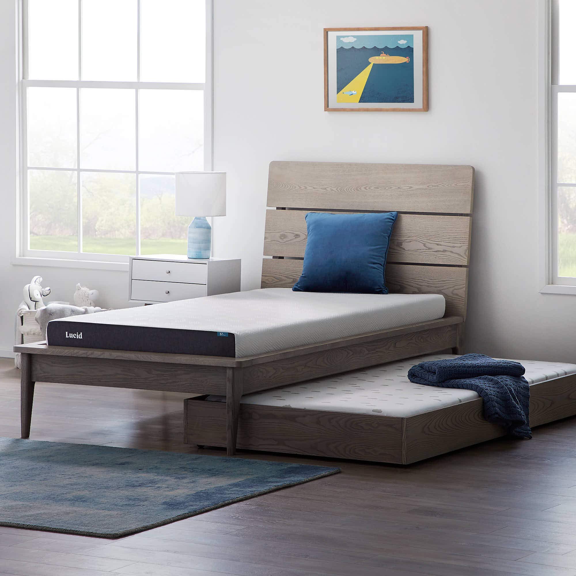 Lucid 5 Inch Firm Gel Memory Foam Mattress Twin XL — Gel Infusion—Hypoallergenic Bamboo Charcoal—Breathable Cover,White